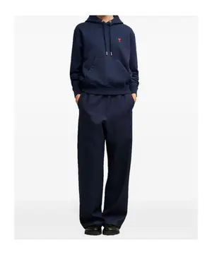 AMI Paris De Coeur Drawstring Hoodie - Black