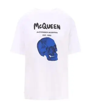 Alexander McQueen Skull Print Logo T-shirt - White