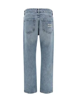 Miu Miu Logo-embroidered Straight-leg Jeans - Blue