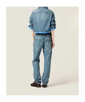 Miu Miu Logo-embroidered Straight-leg Jeans - Blue