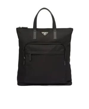 Prada Re-nylon Logo Plaque Backpack - Black