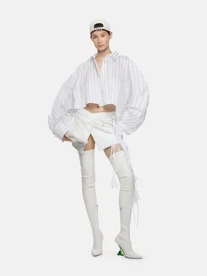 Attico Striped Crop Long Sleeve Shirt