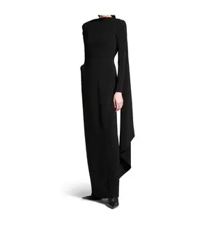 Balenciaga Long Sleeve Gown With Open Back And Draping