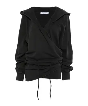 Attico Hooded Drawstring Mini Dress - Black