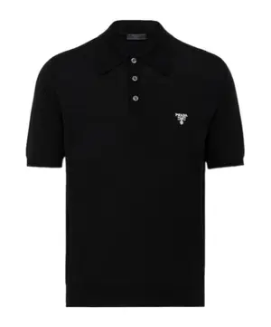 Prada Logo Detailed Short-sleeved Polo Shirt - Black