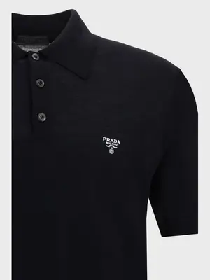 Prada Logo Detailed Short-sleeved Polo Shirt - Black