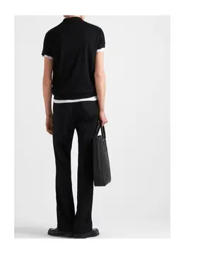 Prada Logo Detailed Short-sleeved Polo Shirt - Black