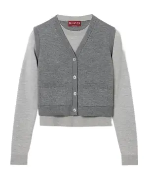 Gucci V-neck Vest Overlay Knit Sweater