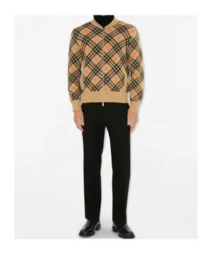Burberry Checked Knitted Zip-up Cardigan