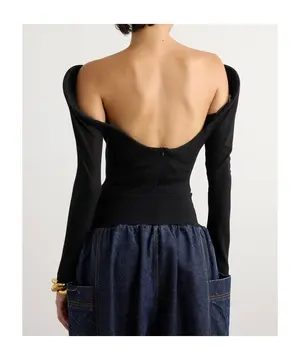 Alaïa Curved Neckline Long-sleeved Bodysuit