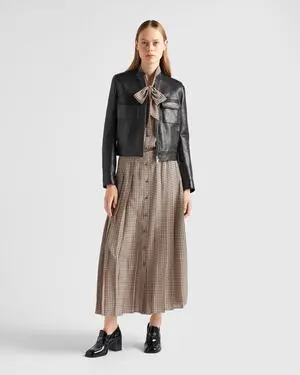 Prada Leather Zip-up Jacket With Logo Detail