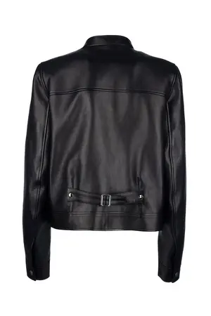Prada Leather Zip-up Jacket With Logo Detail
