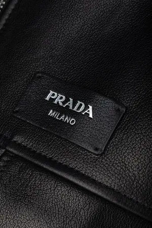 Prada Leather Zip-up Jacket With Logo Detail
