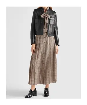 Prada Leather Zip-up Jacket With Logo Detail