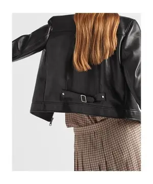 Prada Leather Zip-up Jacket With Logo Detail