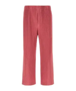 Issey Miyake Homme Plissé Pleated Straight Leg Pants - Red