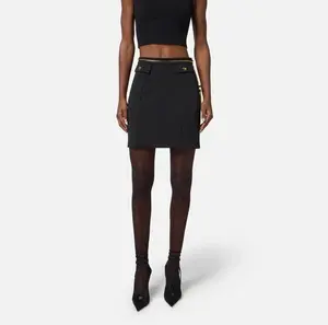 Elisabetta Franchi Chain Embellished Mini Skirt - Black