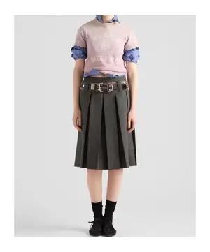Prada Logo Printed Crewneck T-shirt - Mauve