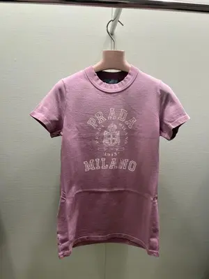 Prada Logo Printed Crewneck T-shirt - Mauve