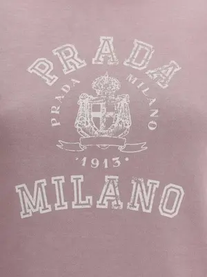 Prada Logo Printed Crewneck T-shirt - Mauve