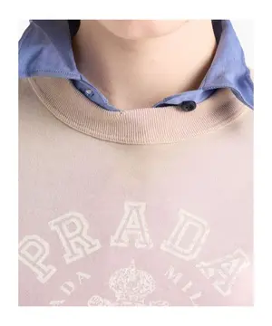 Prada Logo Printed Crewneck T-shirt - Mauve
