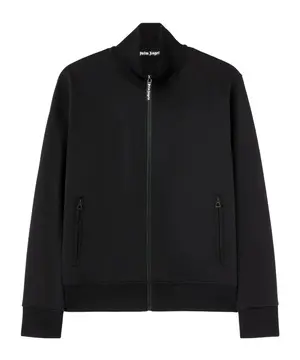 Palm Angels Curved Logo Printed Track Jacket - Black