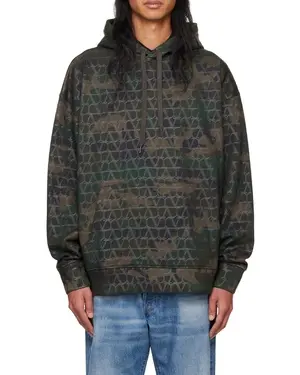 Valentino Garavani Camouflage Print Drawstring Hoodie