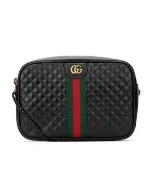 Gucci Logo Leather Shoulder Bag - Black