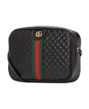 Gucci Logo Leather Shoulder Bag - Black