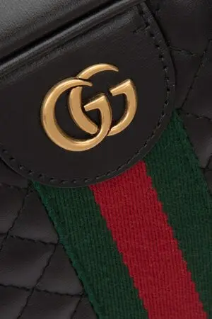 Gucci Logo Leather Shoulder Bag - Black