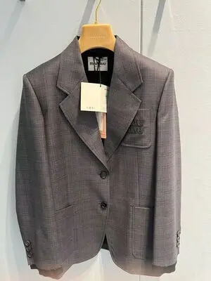 Miu Miu Prince Of Wales Checked Wool Blazer