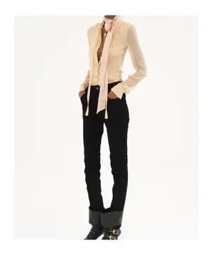 Chloé Ruffled Silk Blouse With Lace Accents