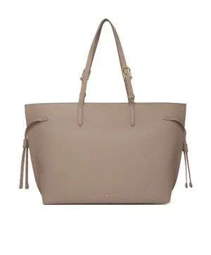 Furla Logo Lettering Drawstring Shoulder Bag - Nude