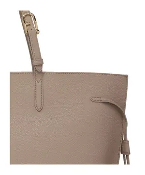 Furla Logo Lettering Drawstring Shoulder Bag - Nude