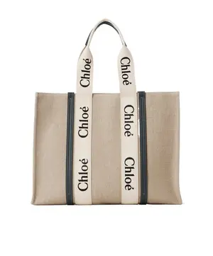 Chloé Woody Large Tote Bag - White/blue