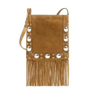 Valentino Garavani Nellecote Fringed Shoulder Bag - Warm Brown