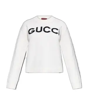 Gucci Logo Intarsia-knit Crewneck Jumper - Ivory