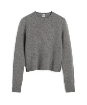 TOTEME Crewneck Knitted Jumper With Side Slits - Medium Gray