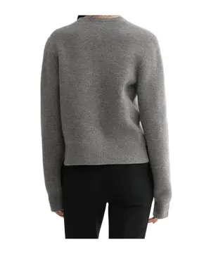 TOTEME Crewneck Knitted Jumper With Side Slits - Medium Gray