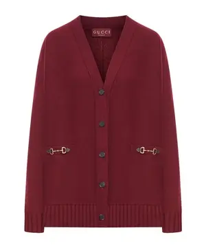 Gucci Horsebit Detailed V-neck Knit Cardigan