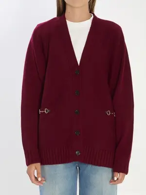Gucci Horsebit Detailed V-neck Knit Cardigan
