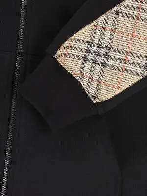 Burberry Checked Zip-up Drawstring Hoodie - Black