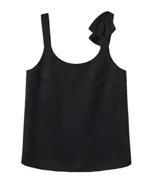 Marissa Chiara Sleeveless One-shoulder Bow Vest - Black