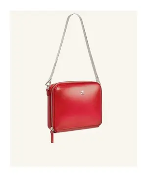 COURREGES Cloud Logo Plaque Chained Shoulder Bag - Ruby