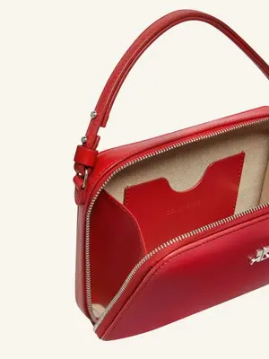 COURREGES Cloud Logo Plaque Chained Shoulder Bag - Ruby
