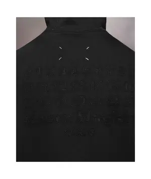 MAISON MARGIELA Logo Embroidered Zip-up Hoodie - Black