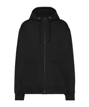 MAISON MARGIELA Logo Embroidered Zip-up Hoodie - Black