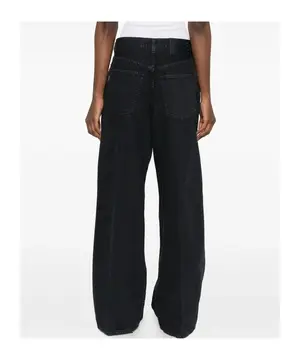 HAIKURE Pleated Wide Leg Jeans - Black