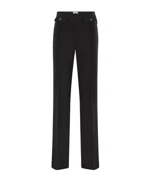 Elisabetta Franchi High-waisted Flared Trousers With Enamelled Button Detail