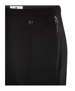 Elisabetta Franchi High-waisted Flared Trousers With Enamelled Button Detail
